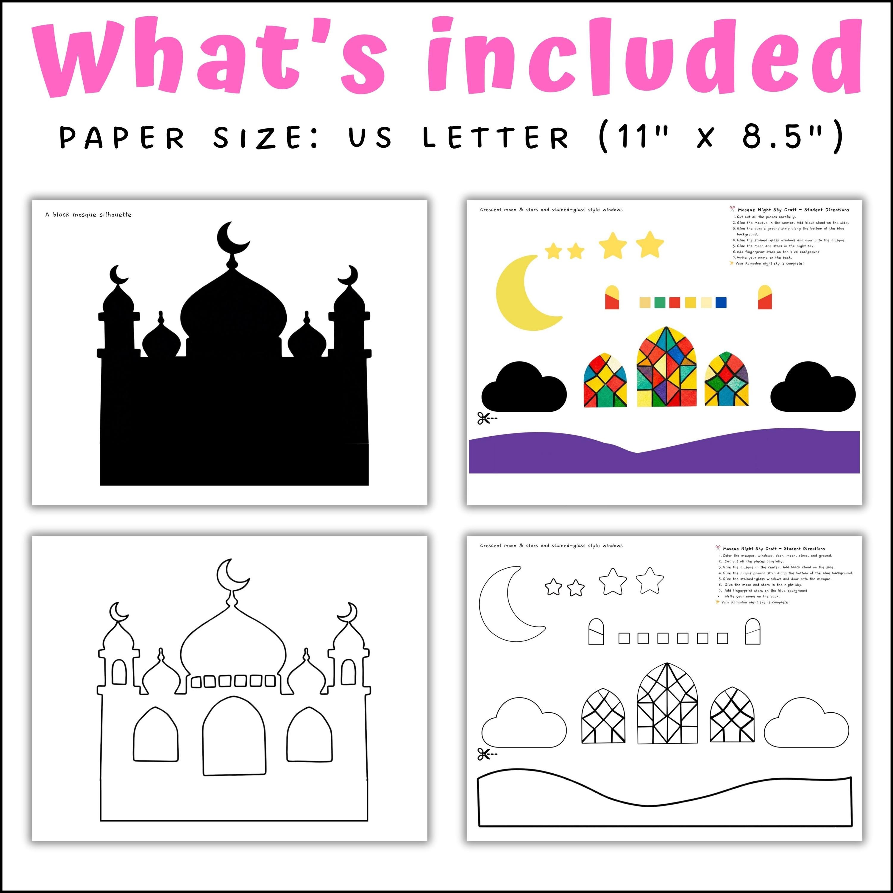 Ramadan Mosque Silhouette Craft | Night Sky Cut & Paste Activity With ...