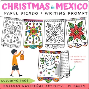 Las Posadas Christmas in Mexico Papel Picado Banner & Literacy Craft ...