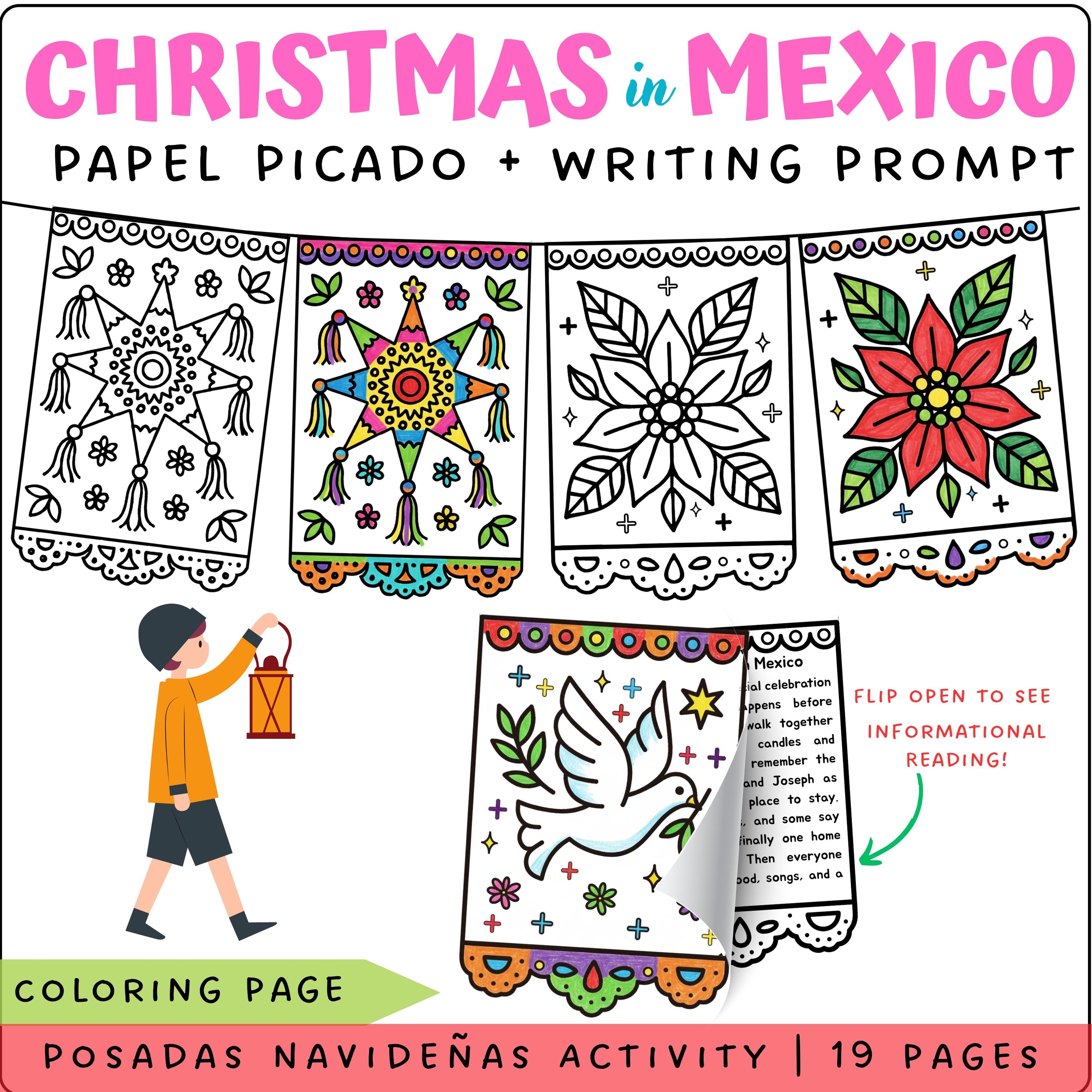 Las Posadas Christmas in Mexico Papel Picado Banner & Literacy Craft ...