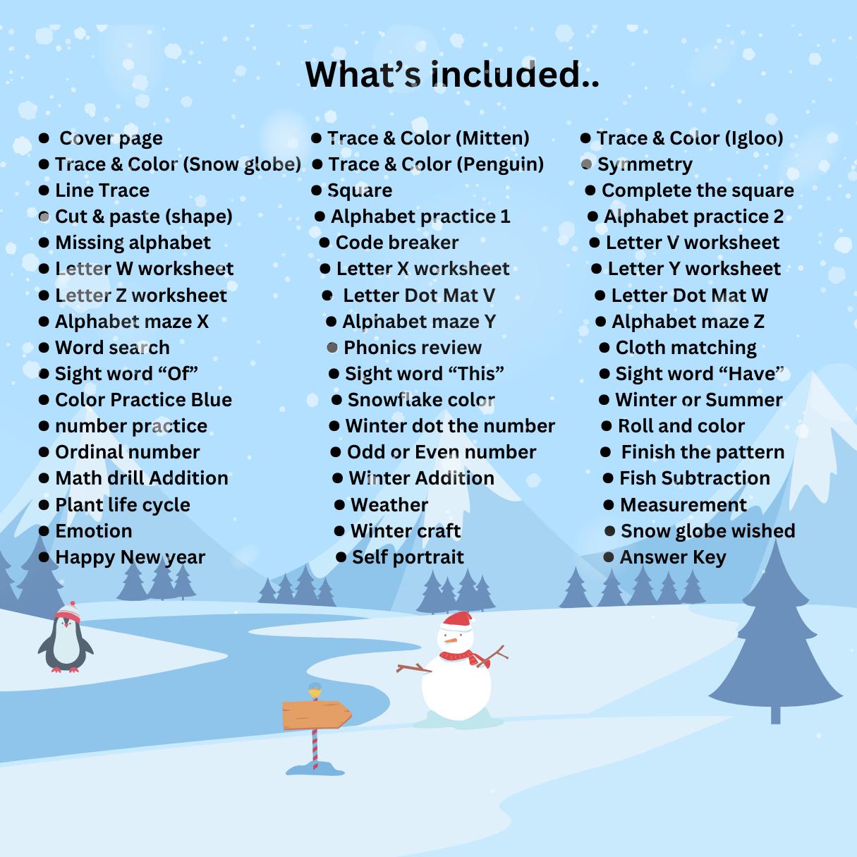 January Preschool Workbook -busy Book-curriculum, Winter Activities ...