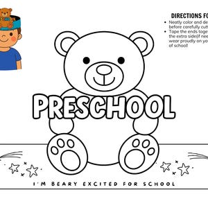 First Day of School Crown, Pre-k Paper Hat Craft + Writing Prompt Back ...