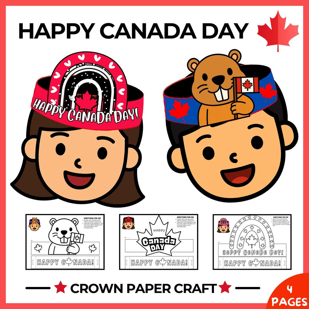 Happy Canada Day Crown Craft | Canada Day Hat Coloring Activity ...
