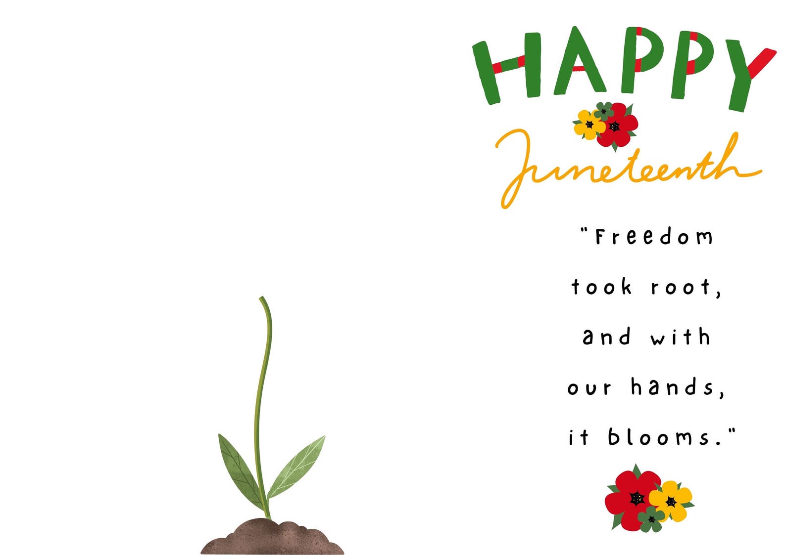 Juneteenth Flower Bloom Handprint Art Craft Activities, Bulletin Board ...