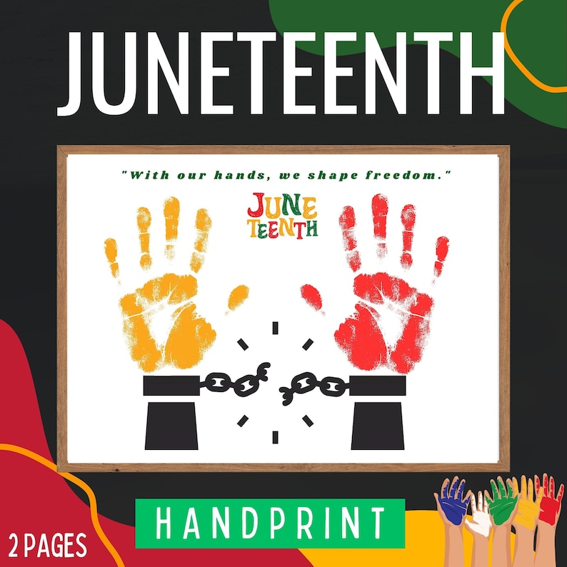 Juneteenth Chain Handprint Art Craft Activities, Bulletin Board, Jun ...