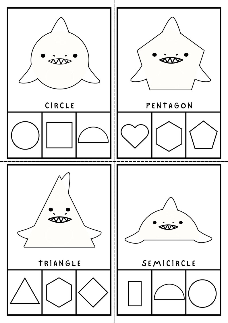 Shark Shape Matching Clip Cards: Preschool Math Game (PDF File) - Etsy