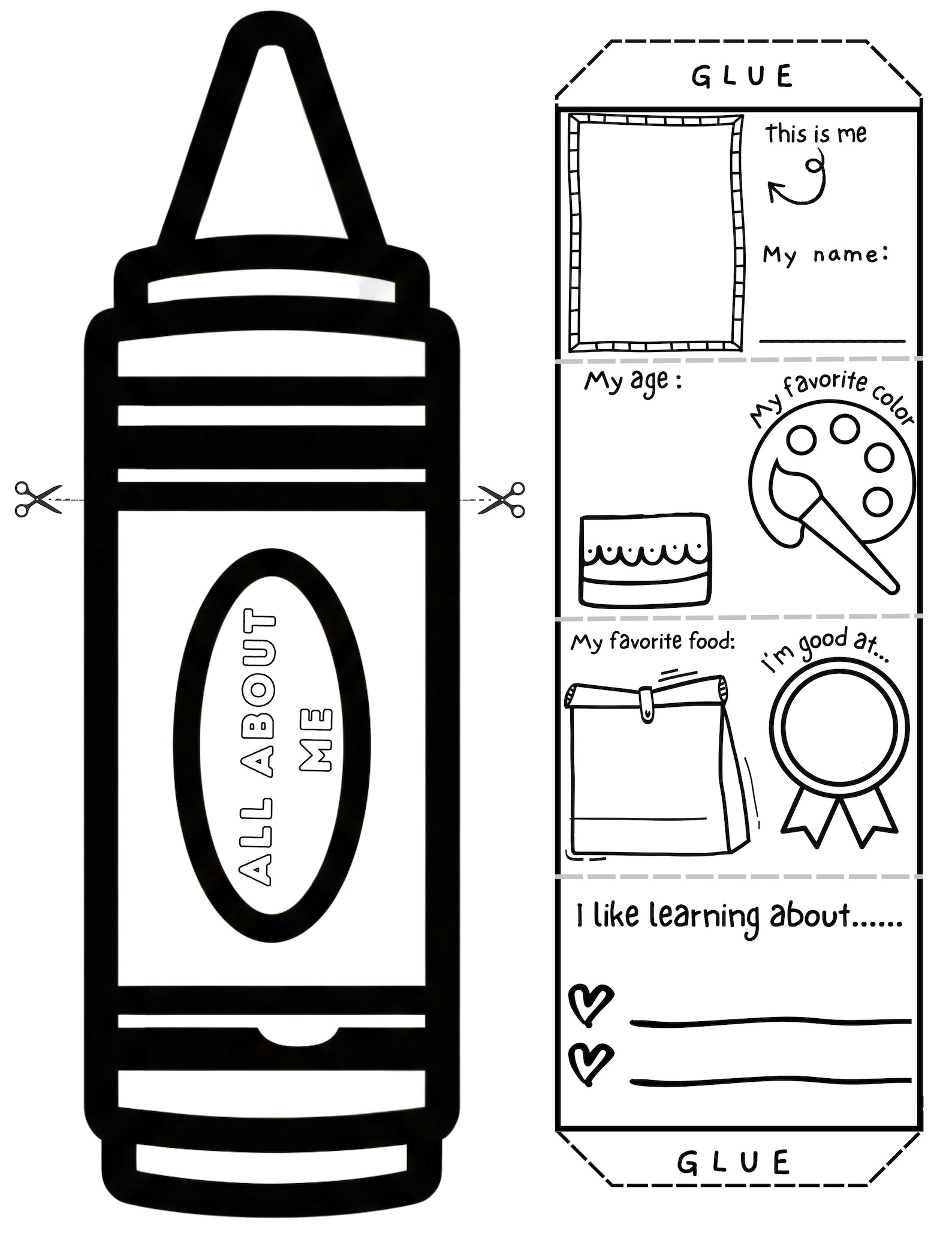 All About Me Pencil & Crayon Foldable Craft | Back to School Activity ...