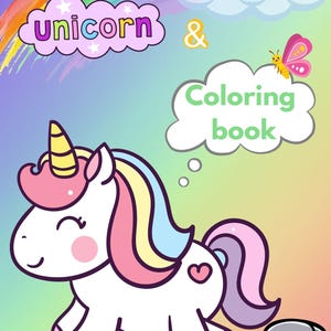 Rainbow and Unicorns Coloring Page - Colors Practice Rainbow -printable ...