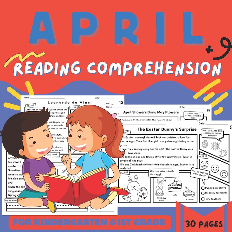 April Reading Comprehension Passages for Kindergarten & 1st Grade ...