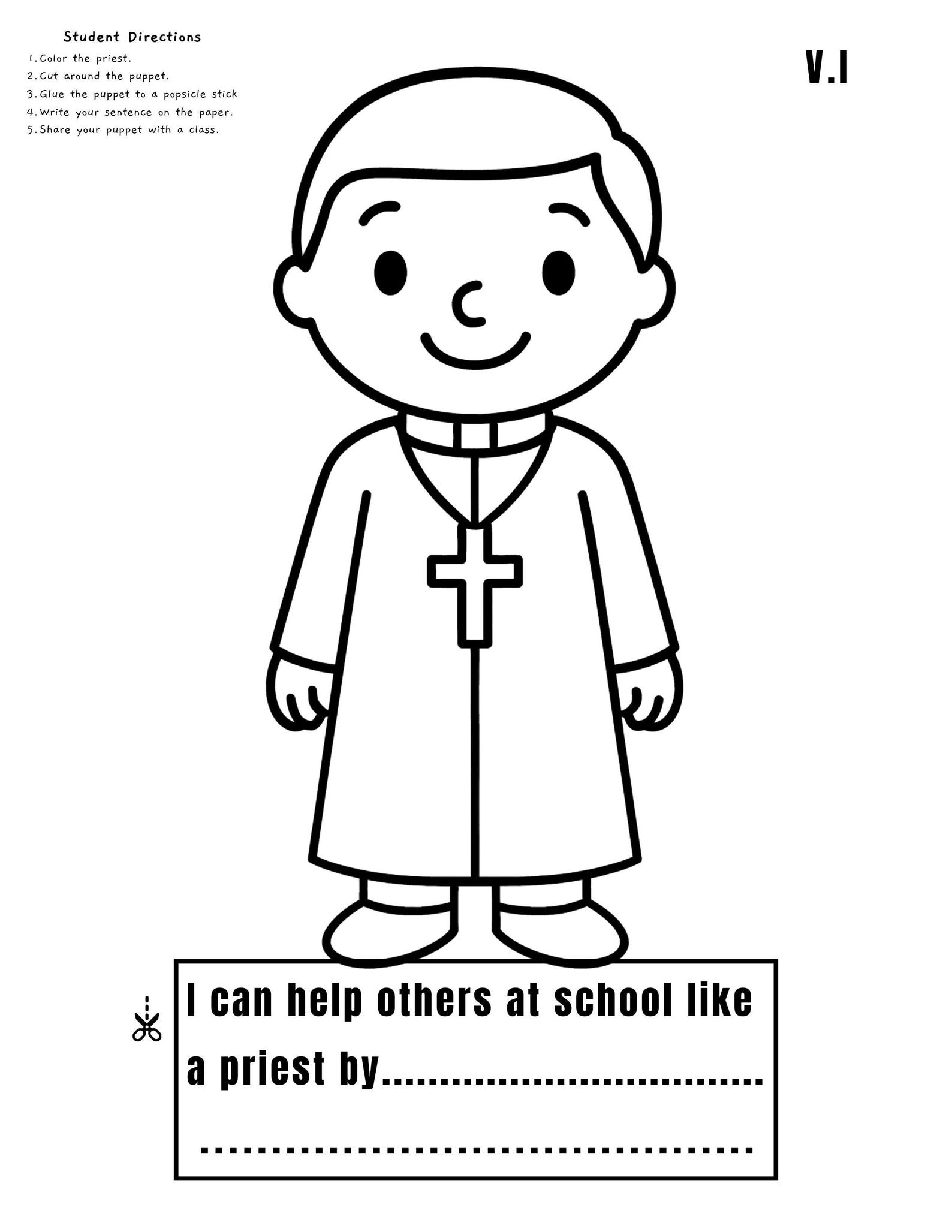 Catholic Schools Week Priest & Nun Puppet Craft With Writing Prompt | K ...