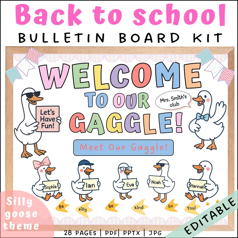 Silly Goose Bulletin Board Kit: Back to School Classroom Decor (digital ...