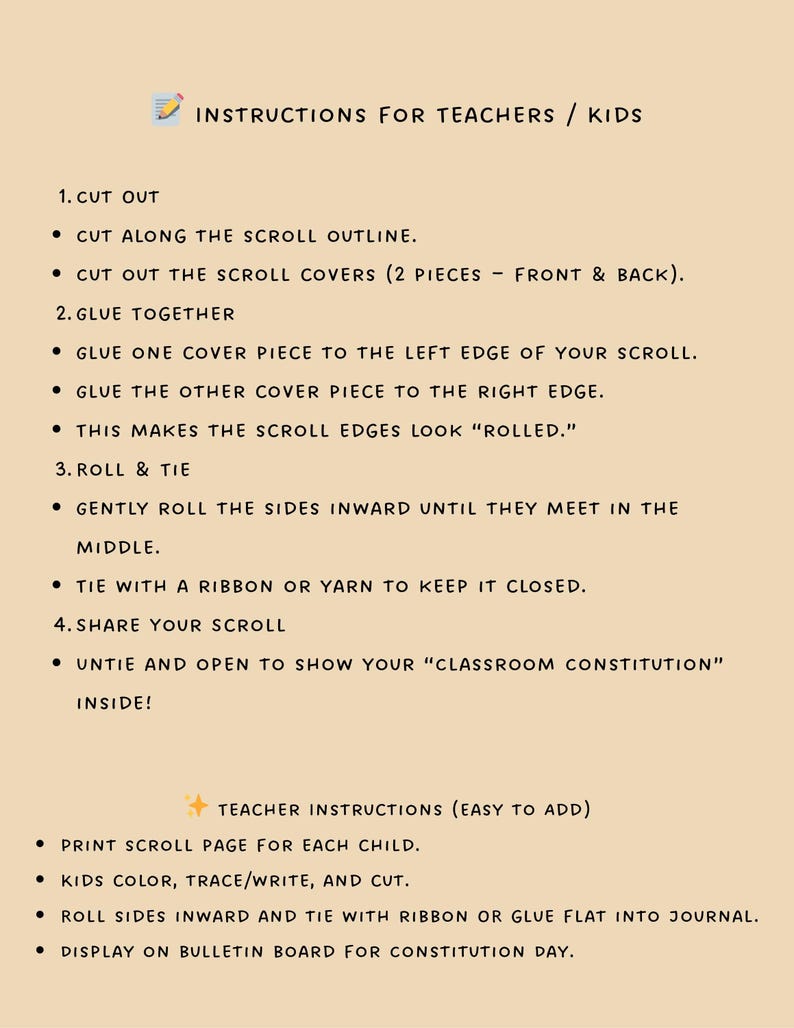 Constitution Day Scroll Craft: Printable Activity for Kids (digital ...