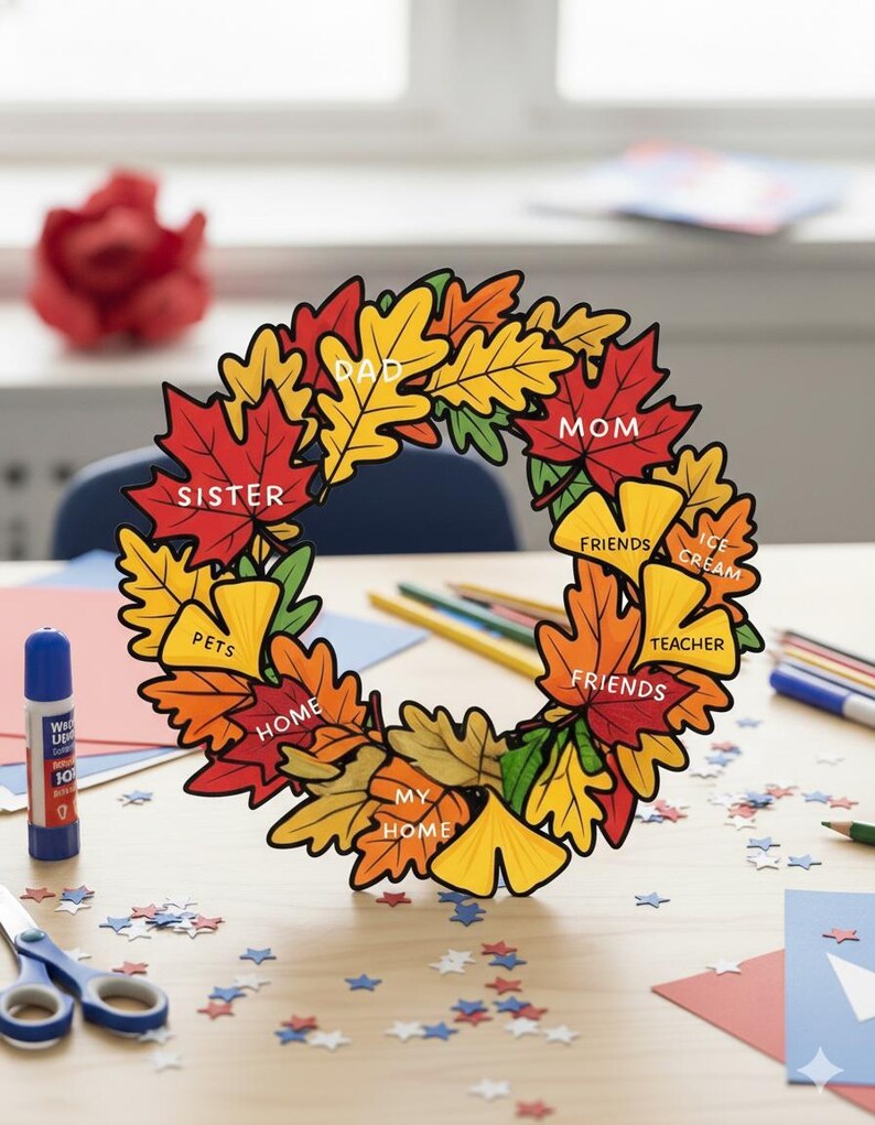 Editable: Leaf Thankful Wreath Craft – Thanksgiving Gratitude Activity ...
