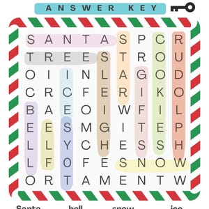 Christmas Word Search, Preschool Xmas Game Activity, Christmas Word ...