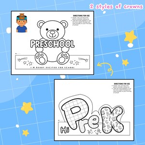 First Day of School Crown, Pre-k Paper Hat Craft + Writing Prompt Back ...