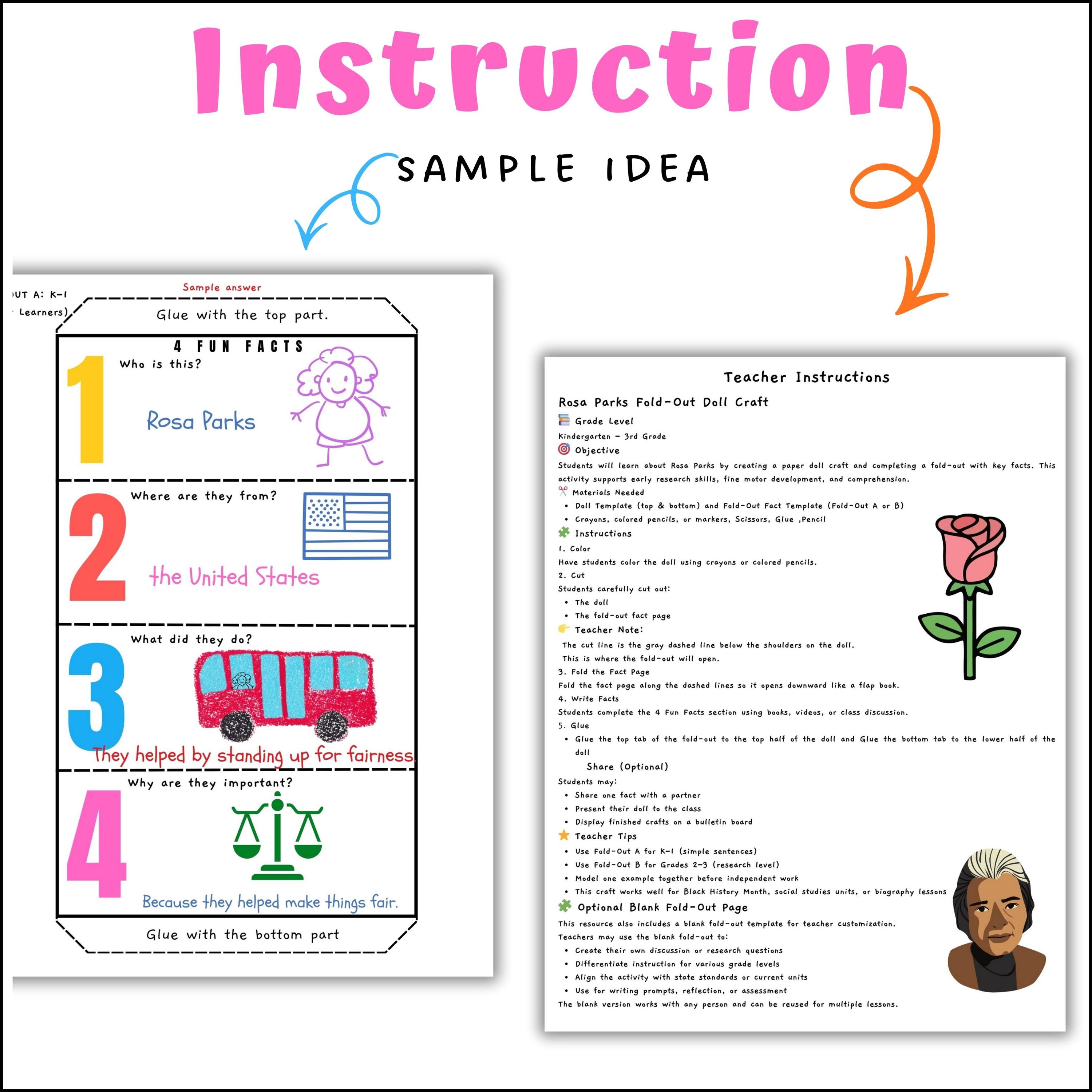 Rosa Parks Fold-out Doll Craft | Black History Month Research ...