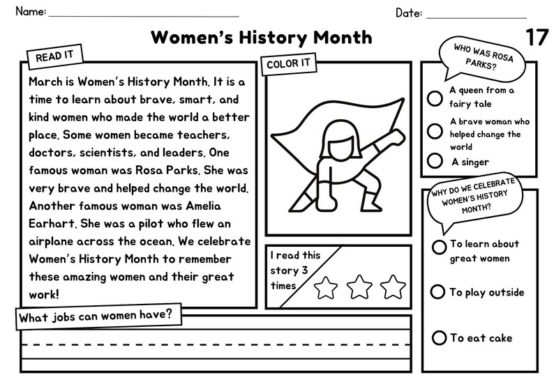 March Reading Comprehension Passages for Kindergarten & 1st Grade, St ...