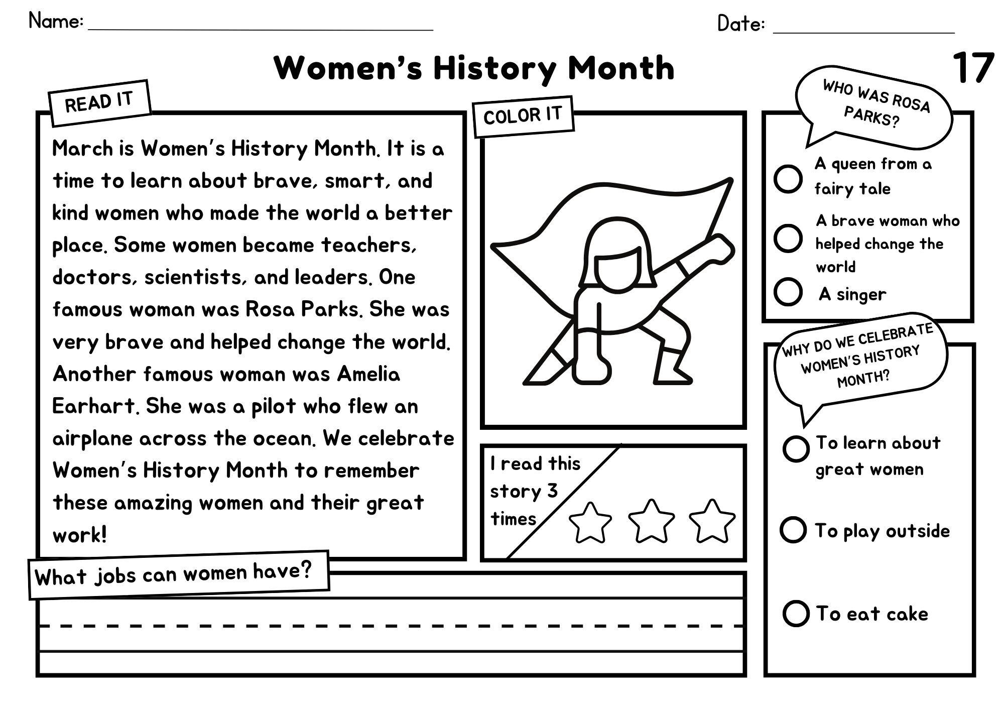 March Reading Comprehension Passages for Kindergarten & 1st Grade, St ...