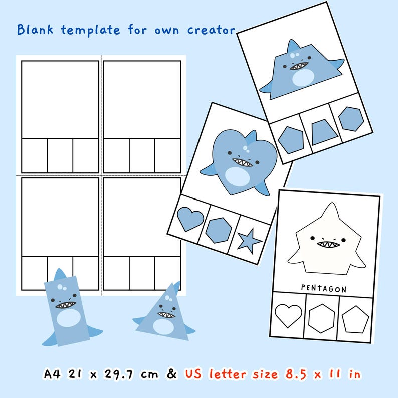 Shark 2D Shape Matching Clip Cards | Preschool & Kindergarten Math ...