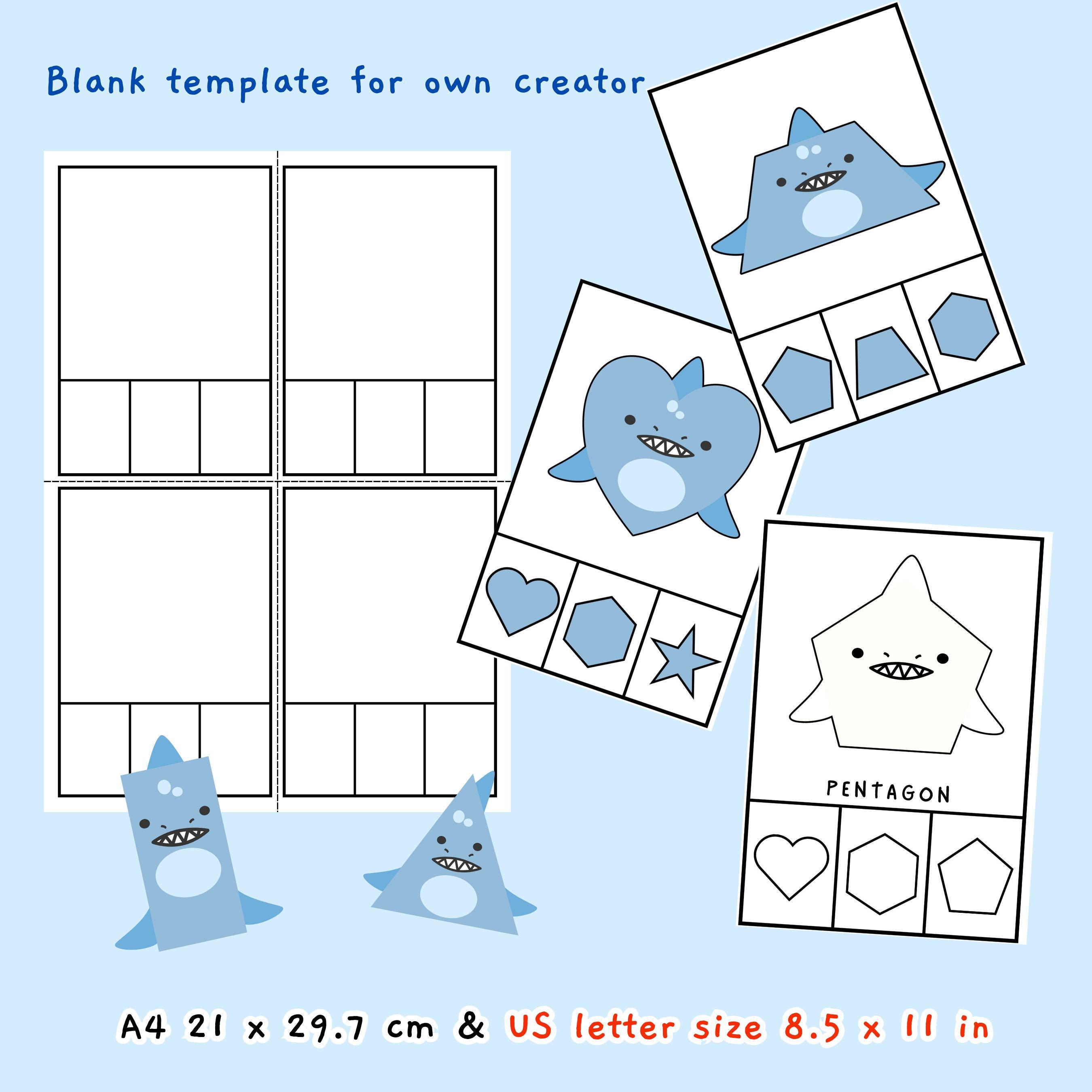 Shark 2D Shape Matching Clip Cards | Preschool & Kindergarten Math ...