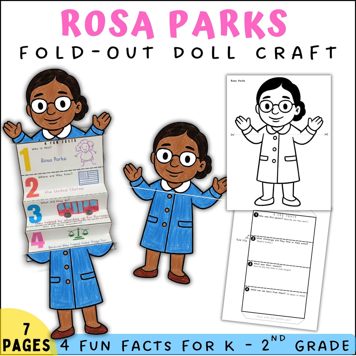 Rosa Parks Fold-out Doll Craft | Black History Month Research ...