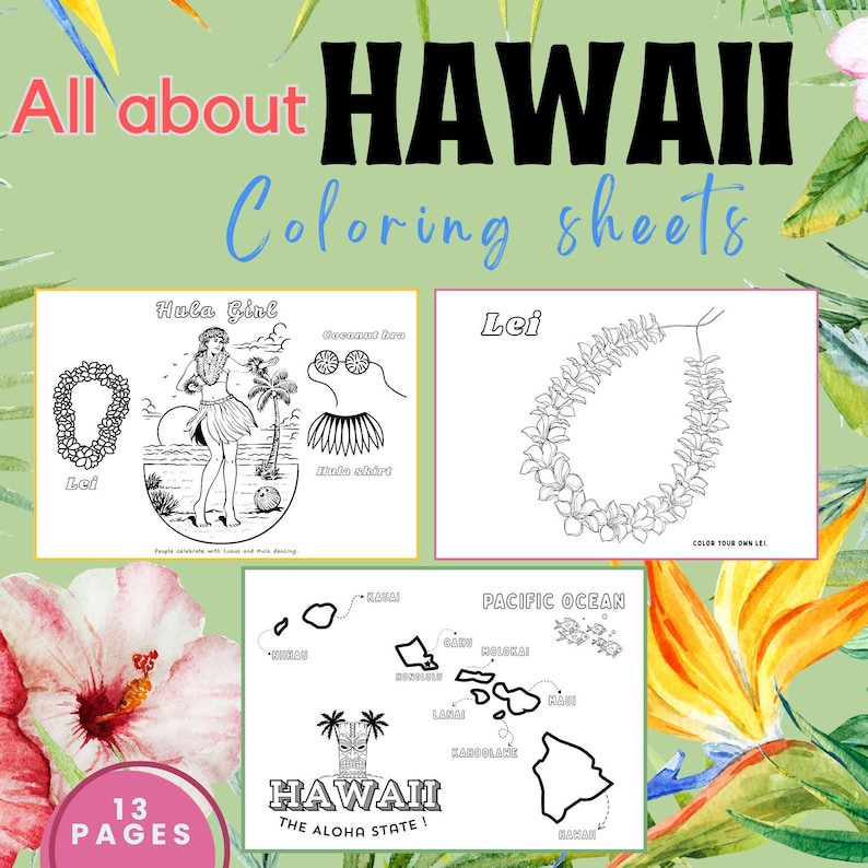 All About Hawaii Coloring Sheets, Luau-themed Activities, Summer, AAPI ...