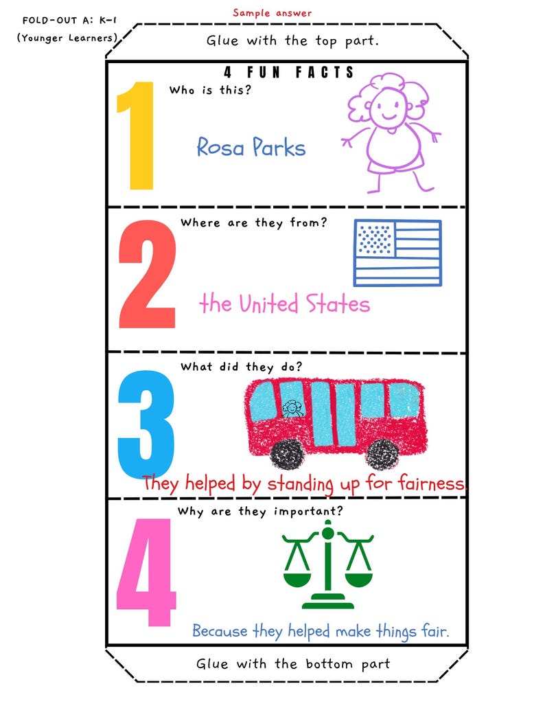 Rosa Parks Fold-out Doll Craft | Black History Month Research ...