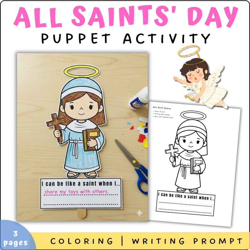 All Saints' Day Puppet Craft: Catholic Kids Activity (digital Download ...