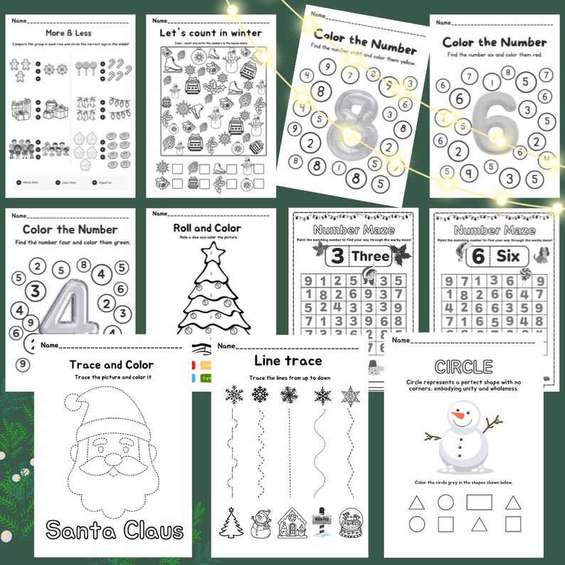 Christmas Preschool Activity Workbook: December Curriculum (digital ...