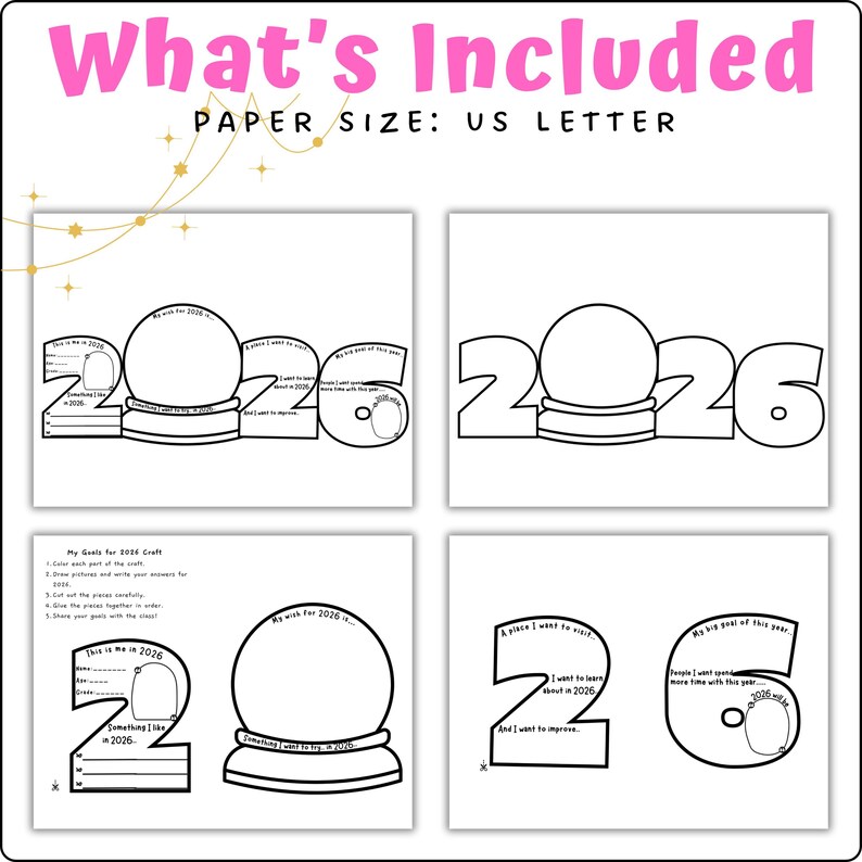 New Year Goals Craft 2026 + Writing Prompt | Auto-updated Every Year ...