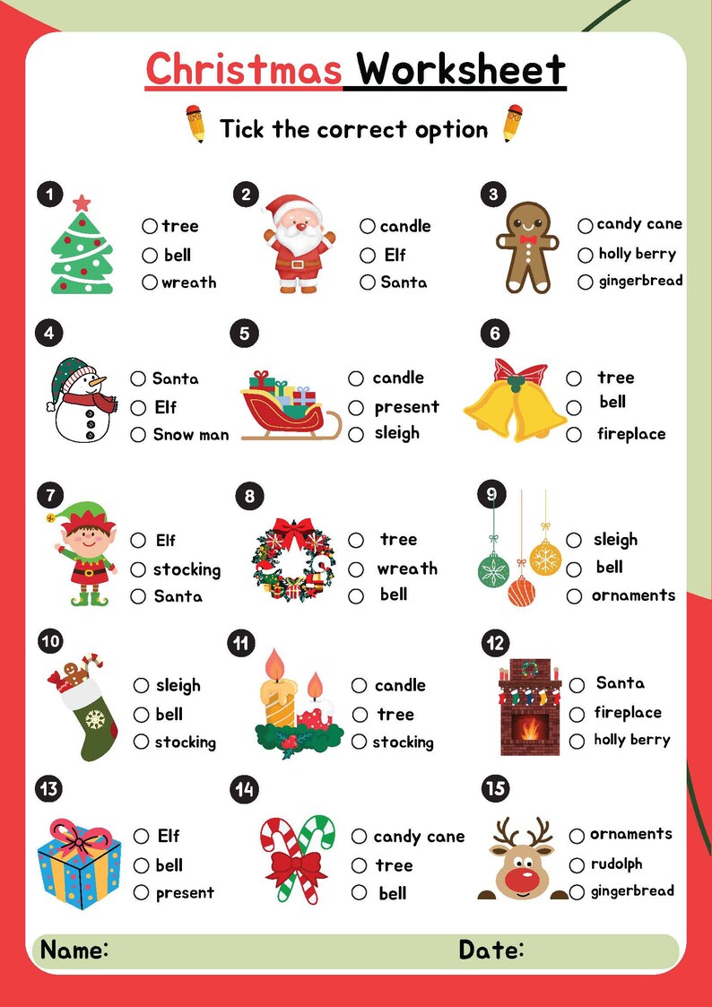 Coloring Pages Christmas Theme With Vocabulary for Kids - Etsy