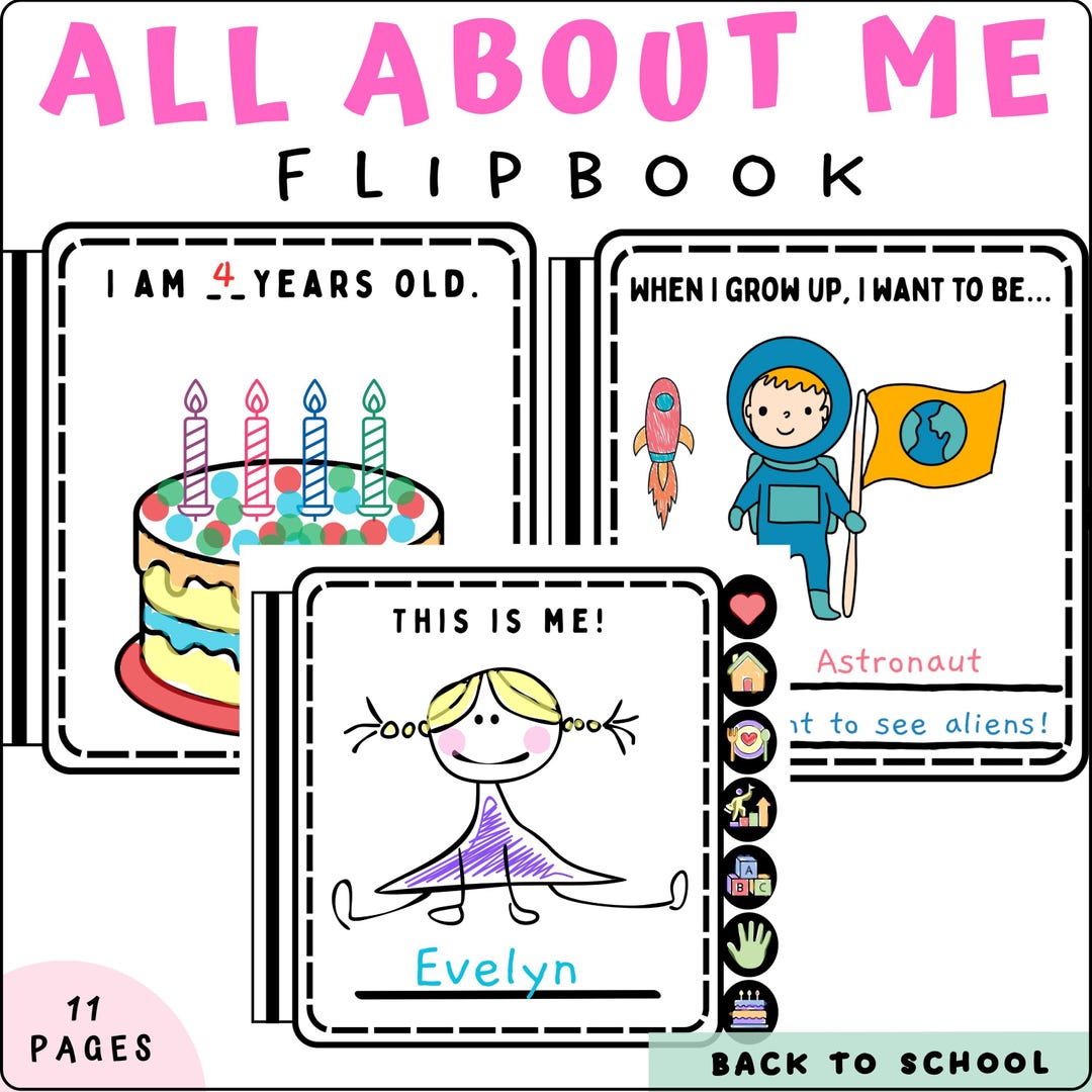 All About Me Flipbook: Back to School Activity, Coloring Pages (PDF ...