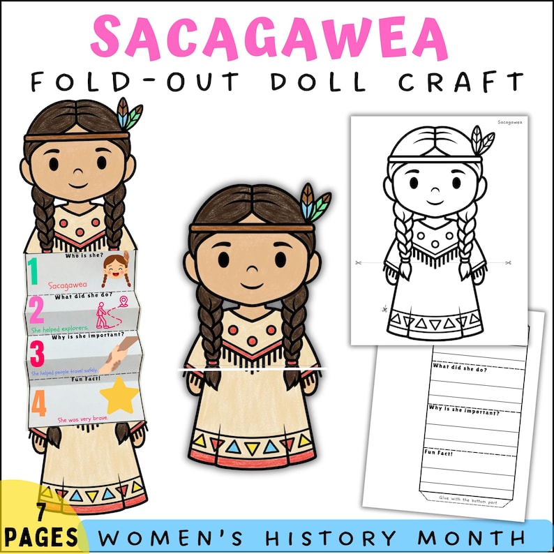 Women’s History Month Sacagawea Fold-out Doll Craft Activity | K–1 ...