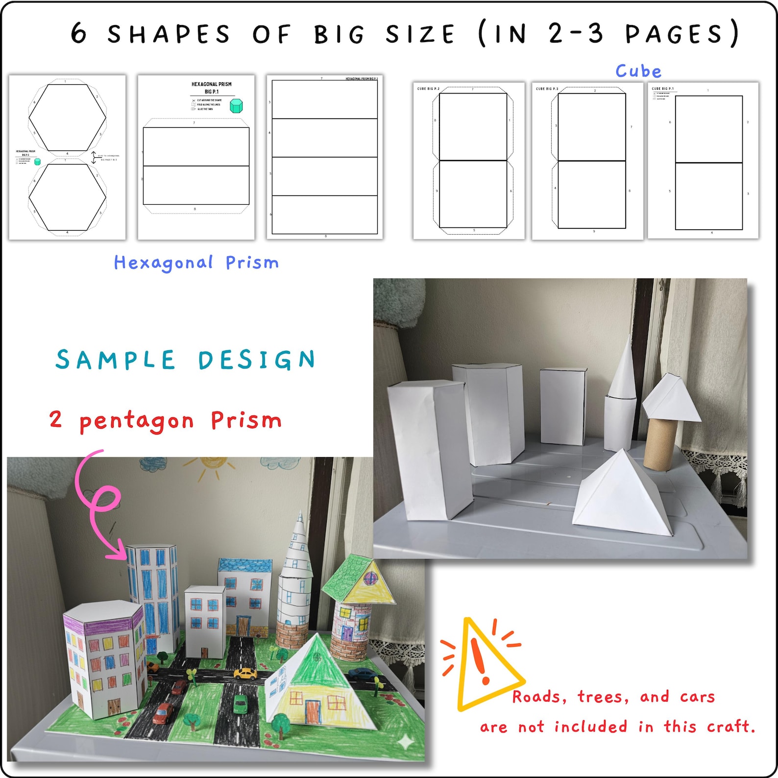 3D Shape City Model Craft: Geometry STEM Activity (instant Download) - Etsy