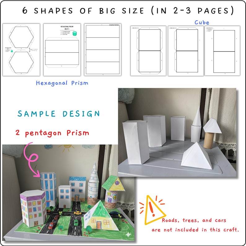 3D Shape City Model Craft: Geometry STEM Activity (instant Download) - Etsy