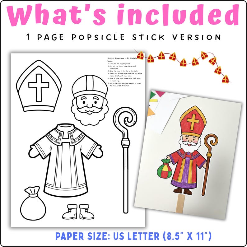 St. Nicholas Day Craft |build-a-saint Puppet (small and Large) | Cut ...