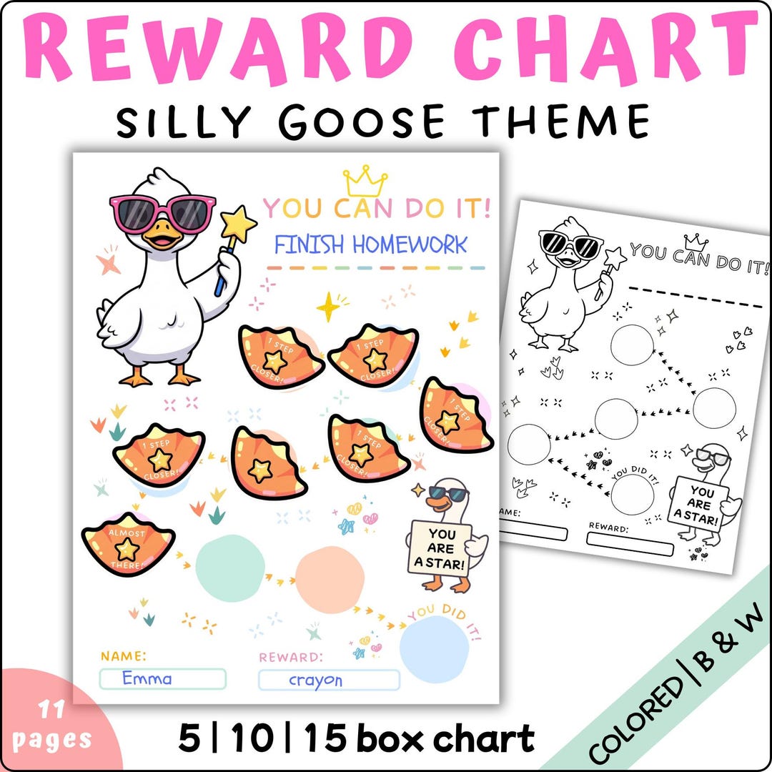 Silly Goose Reward Chart: Kids' Positive Behavior Tracker (printable ...