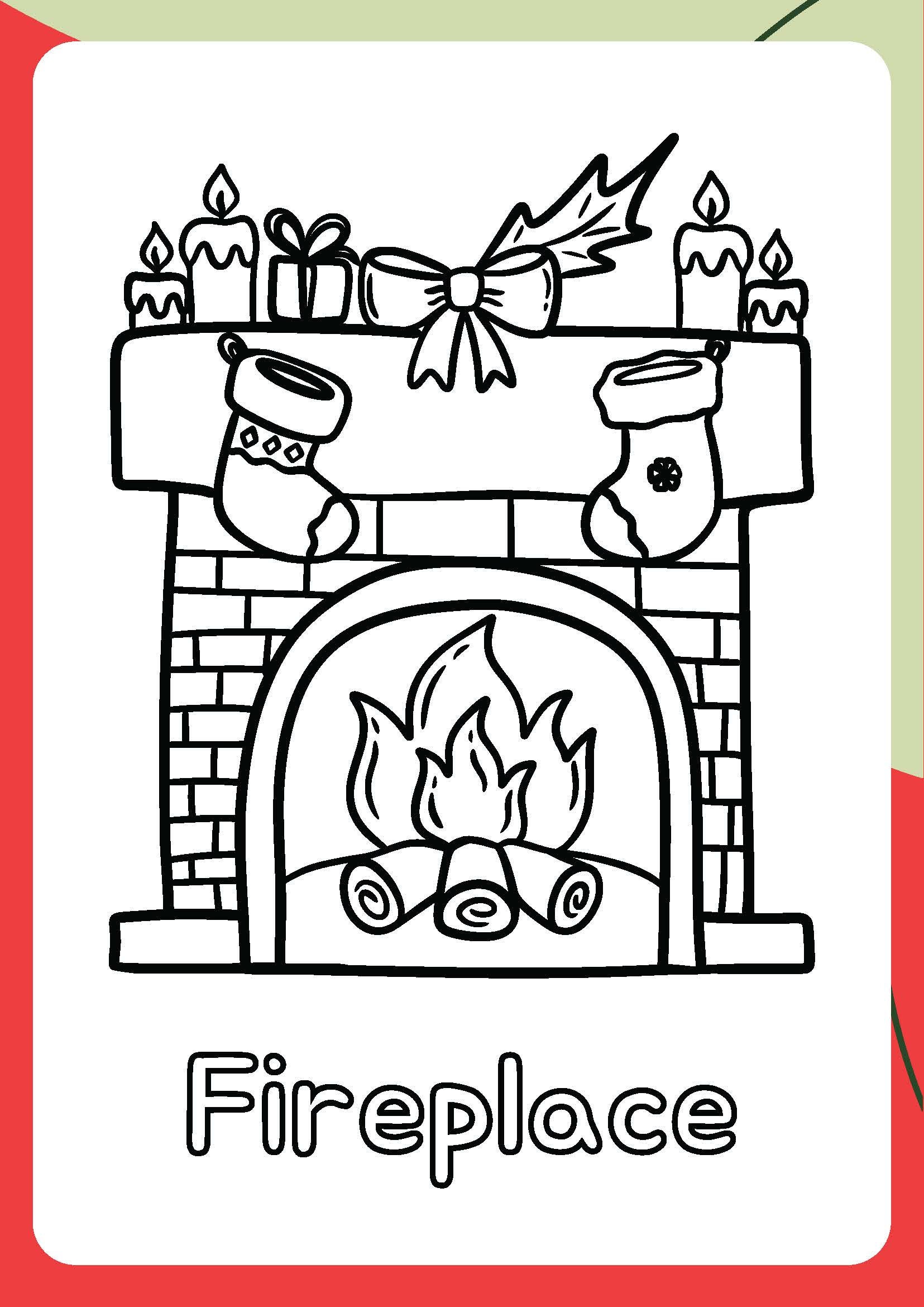 Coloring Pages Christmas Theme With Vocabulary for Kids - Etsy