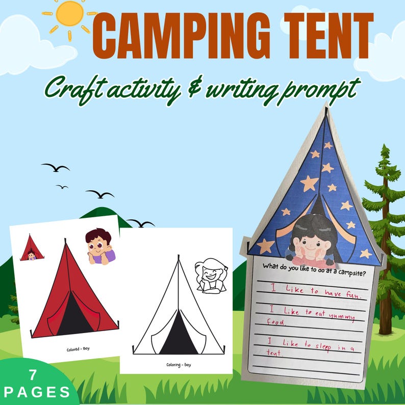 Camping Tent Craft Activity and Writing Prompt | Summer & Camping Theme ...
