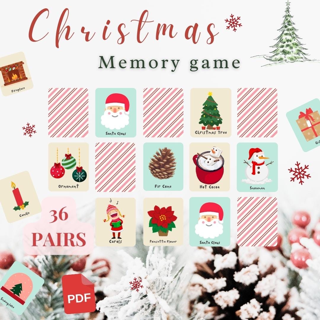 Christmas Memory Game , Flashcards, Key Vocabulary, Holiday Learning ...