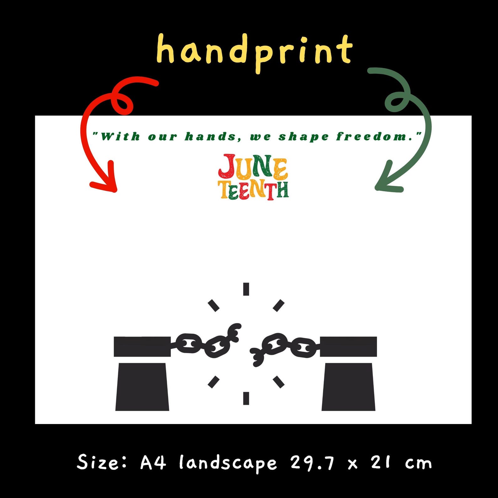 Juneteenth Chain Handprint Art Craft Activities, Bulletin Board, Jun ...