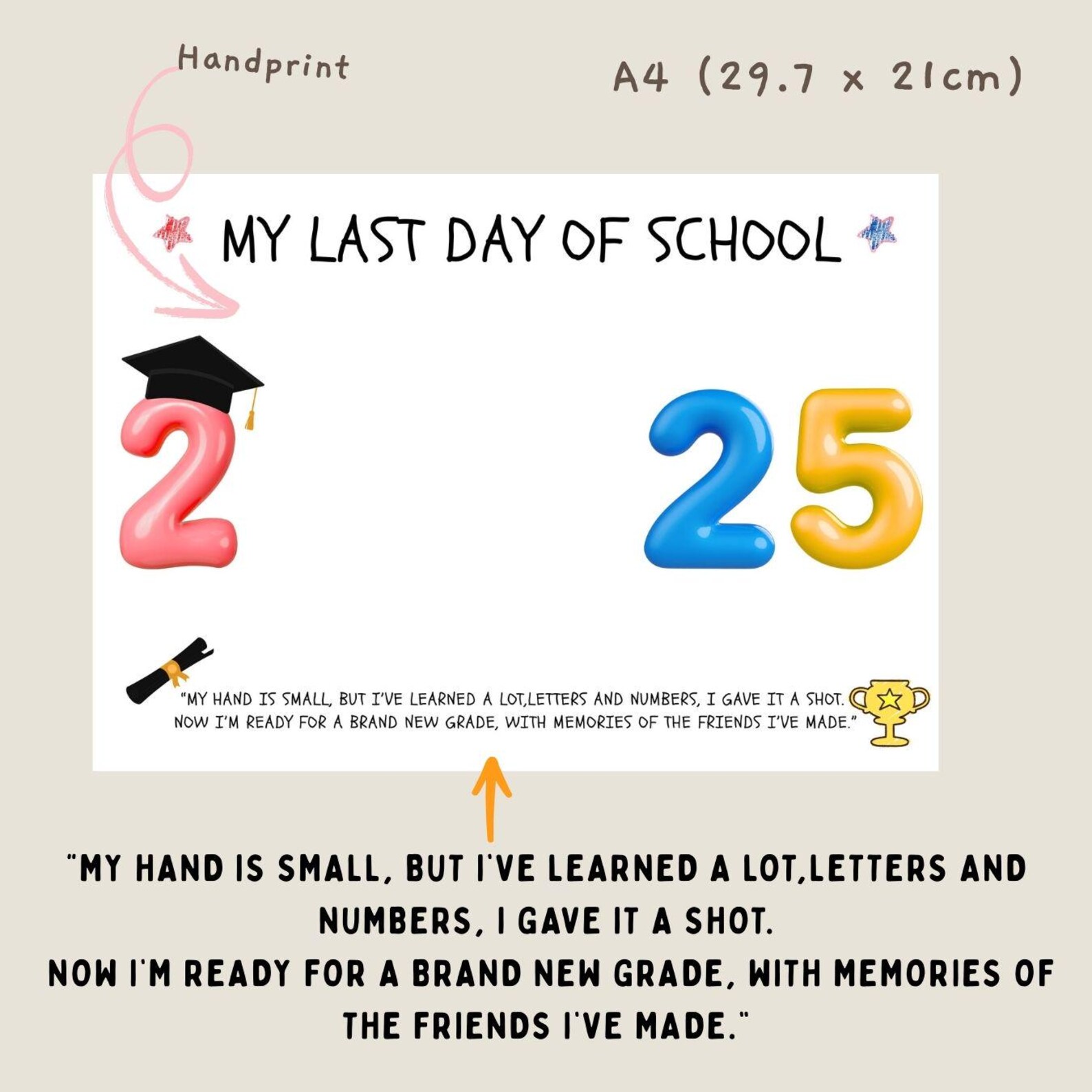 2025 Graduation Handprint Art: End of Year Keepsake (digital Download ...