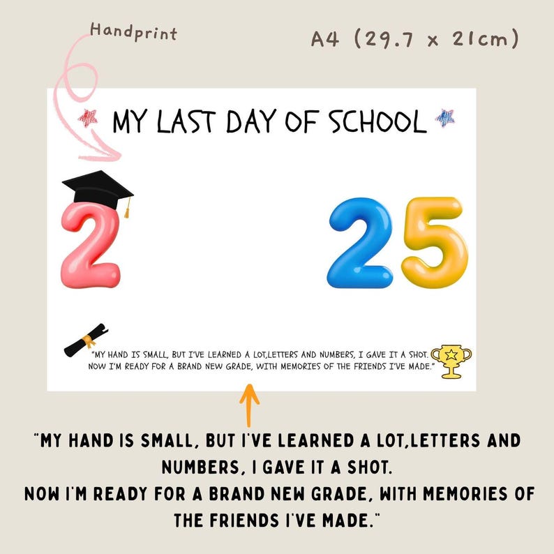 2025 Graduation Handprint Art: End of Year Keepsake (digital Download ...