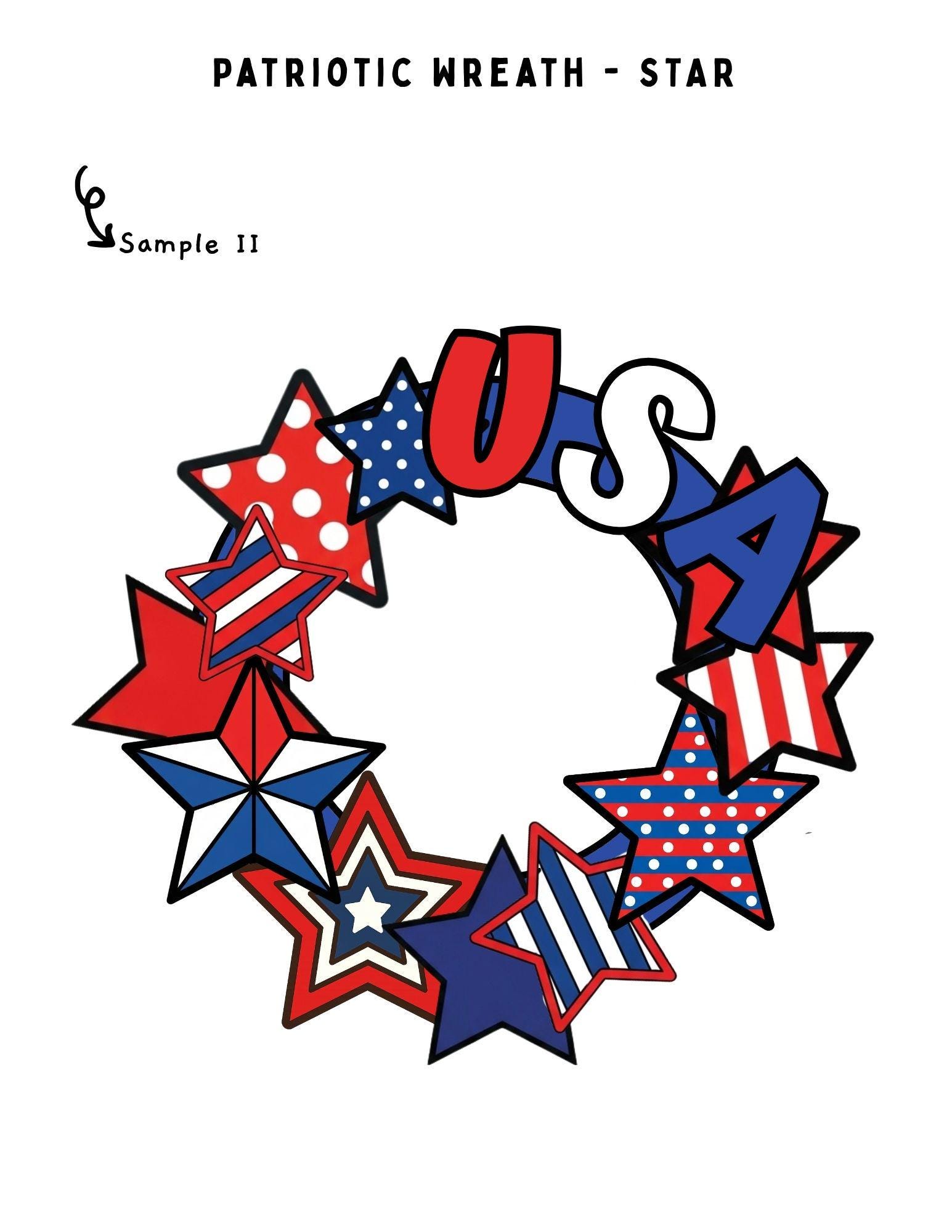 Patriotic Star Wreath Craft: Veterans & Memorial Day Activity (digital ...