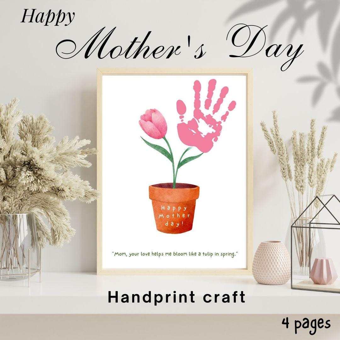 Mother's Day Tulip Handprint Art: Keepsake Craft (PDF) - Etsy