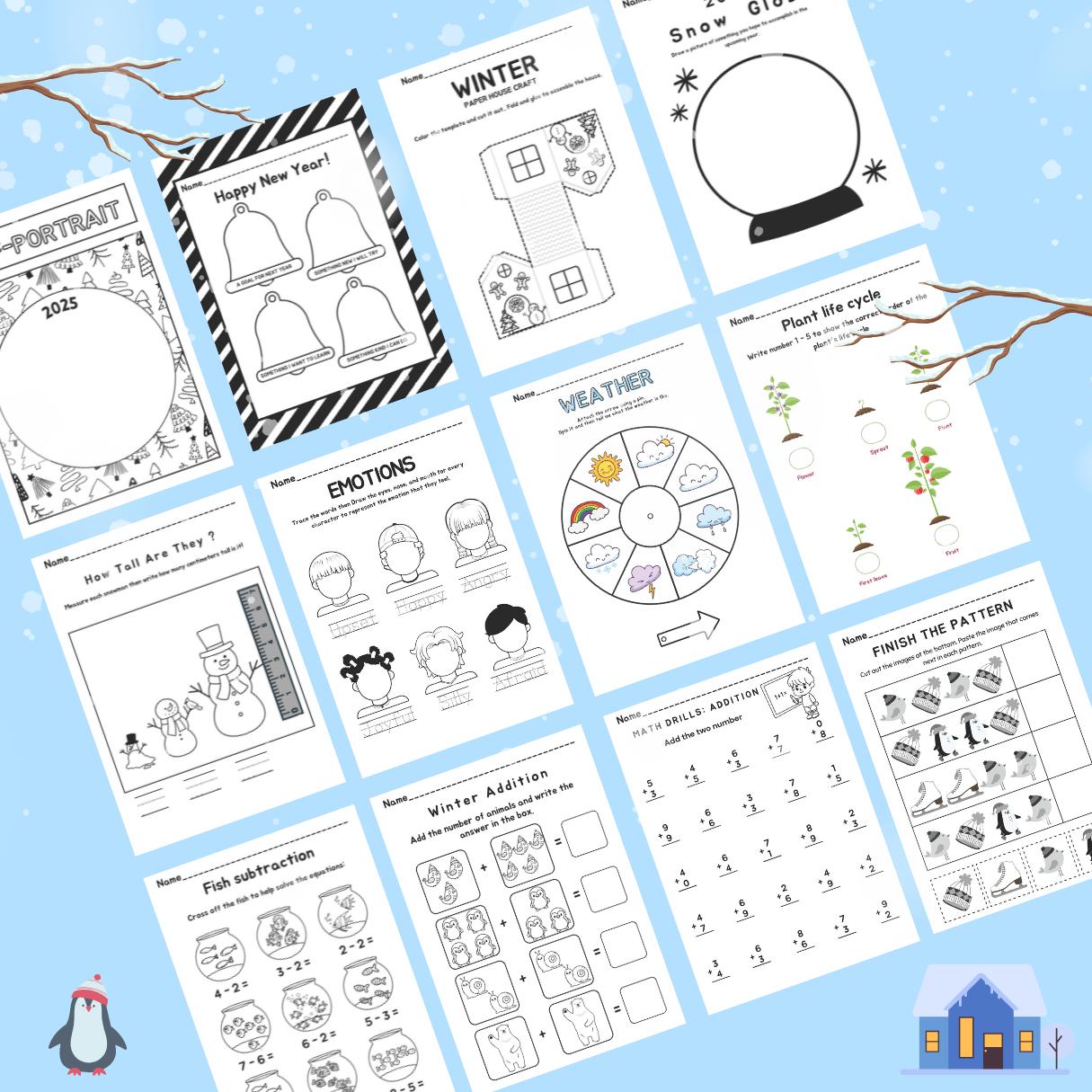 January Preschool Workbook -busy Book-curriculum, Winter Activities ...