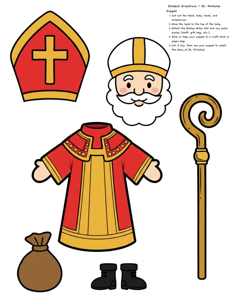 St. Nicholas Day Craft |build-a-saint Puppet (small and Large) | Cut ...