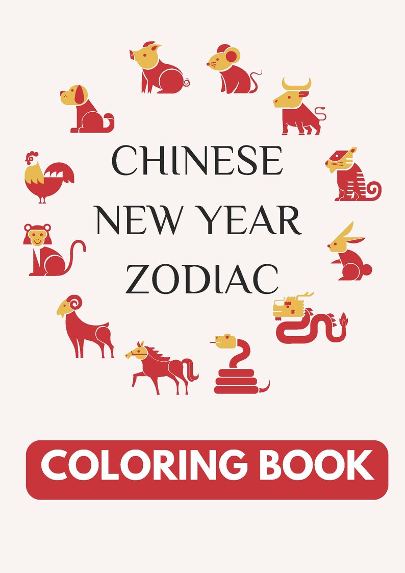 Chinese New Year Zodiac Animals Coloring Pages (digital Download) - Etsy