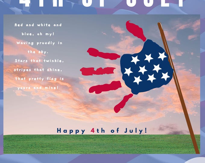4th of July Handprint Printable Craft, 4th of July Handprint Art ...
