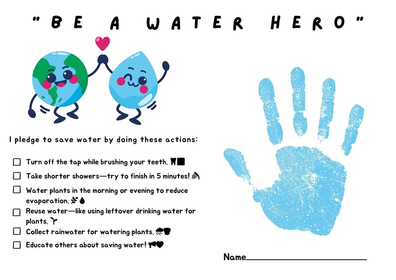 World Water Day Handprint Craft: Earth Day Activity (instant Download ...