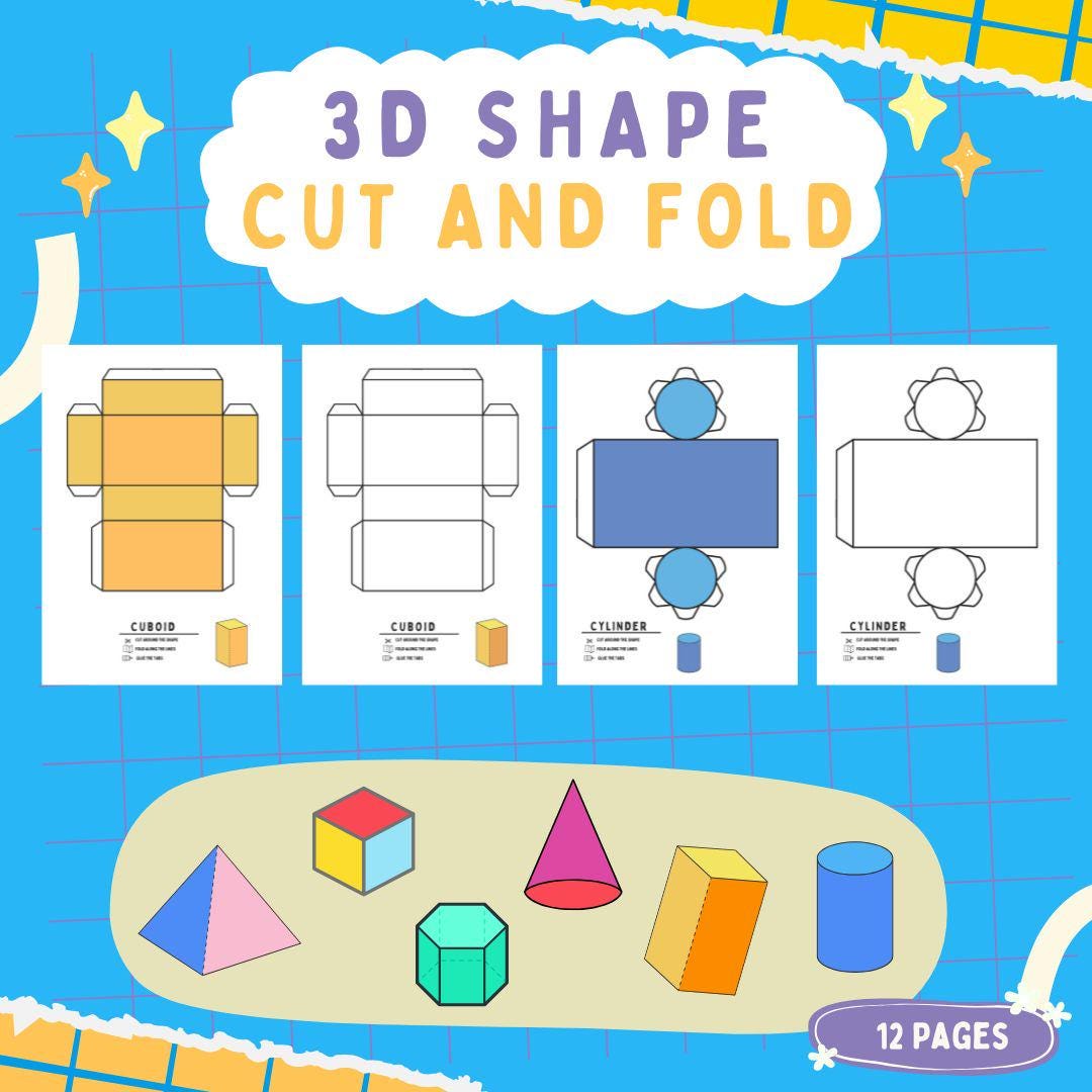 3D Shape Nets: Cut & Fold Paper Craft Geometry (printable File) - Etsy